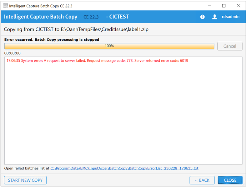 OpenText Intelligent Capture: BatchCopy.exe throwing error “A request ... OpenText Intelligent Capture: BatchCopy.exe throwing error “A request ...